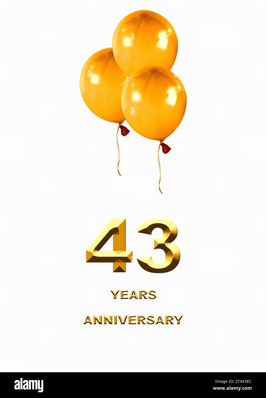 3d illustration, 43 anniversary. golden numbers on a festive background ...