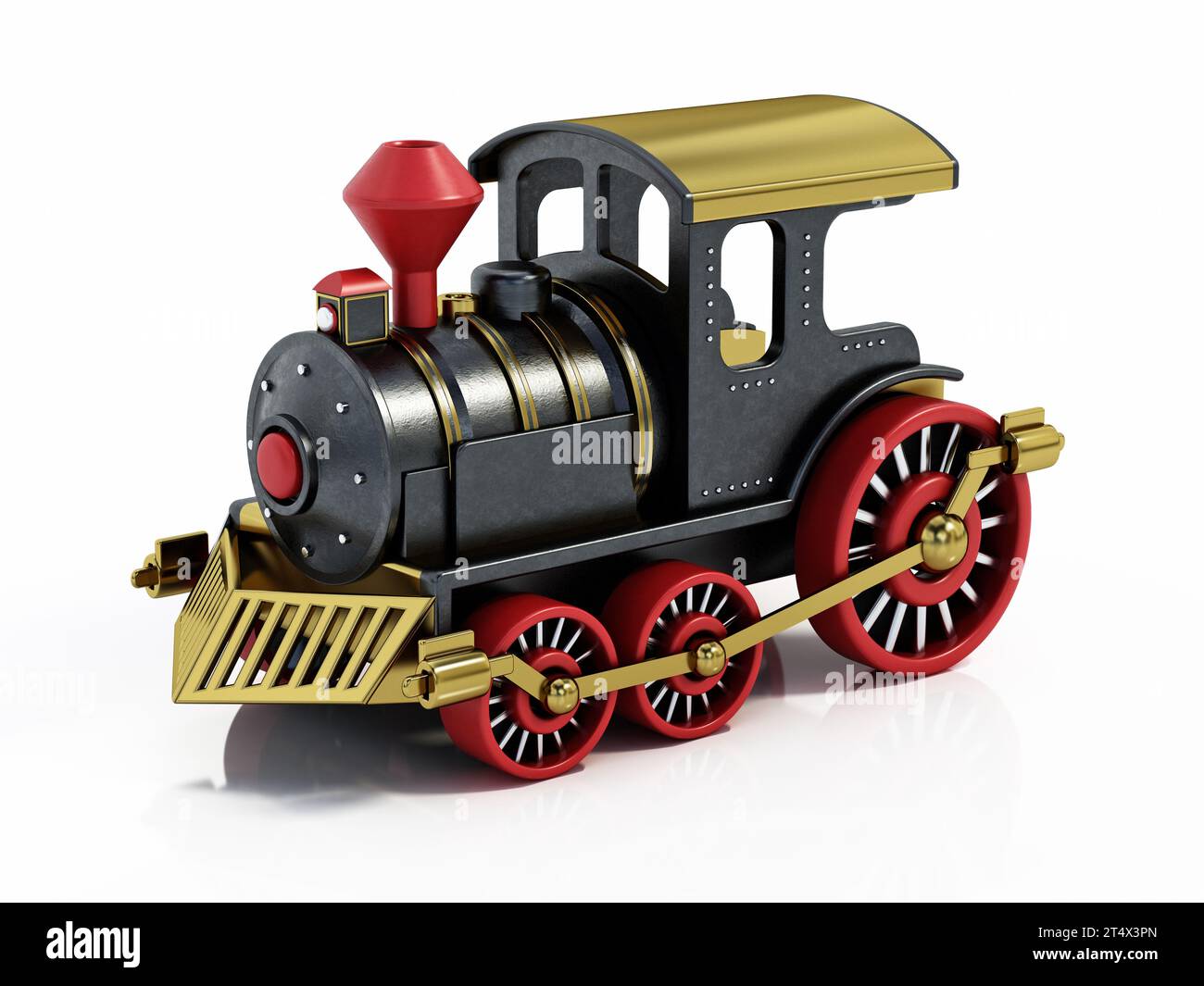 Toy train isolated on white background. 3D illustration Stock Photo - Alamy