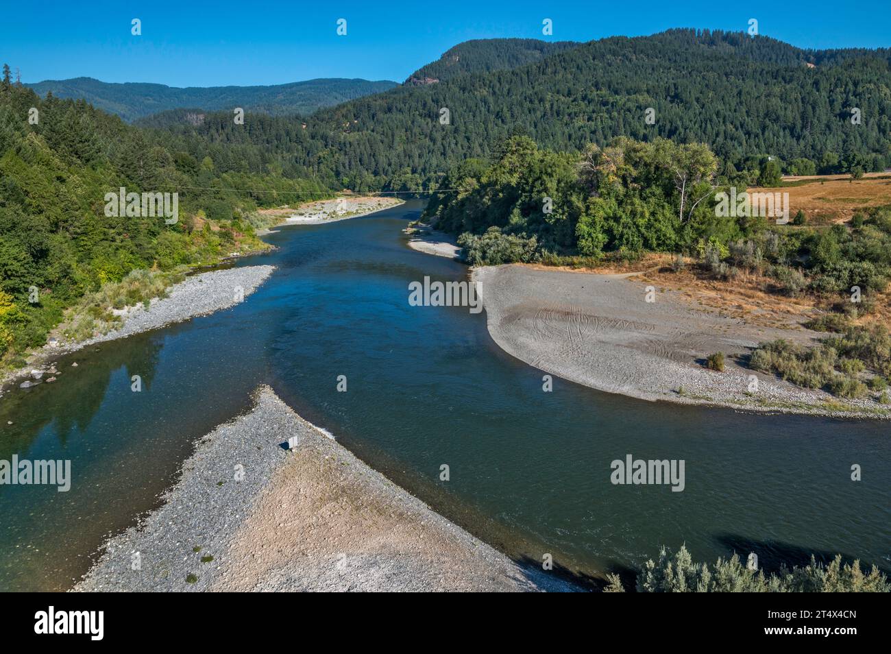 Rogue River at Illinois River confluence, from bridge on Agness Rd in ...