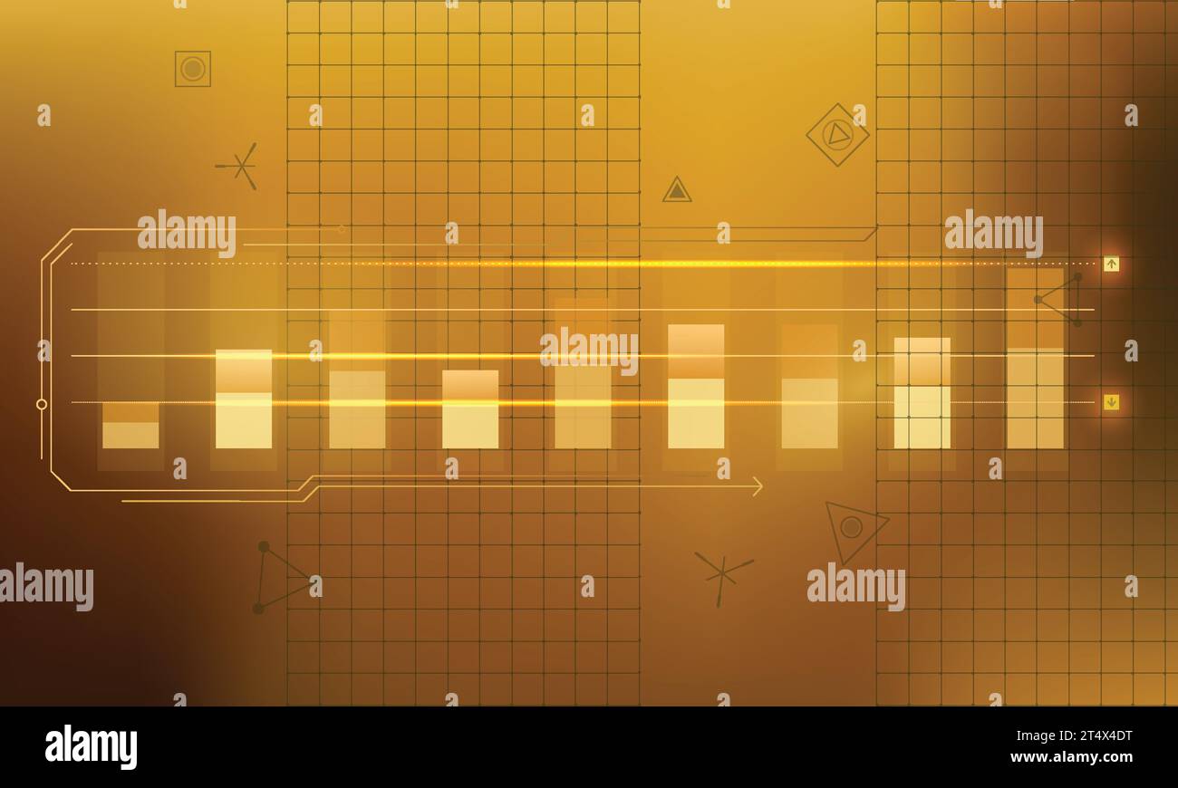 Abstract infographics on a golden background of a stable sales chart ...