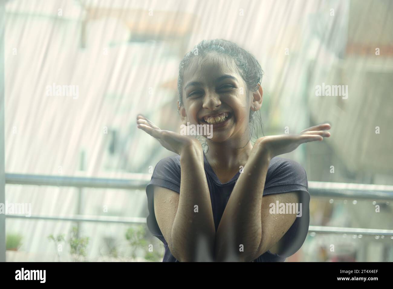 Girls Portraits in Rainy Season and Black And white Kids Background ...