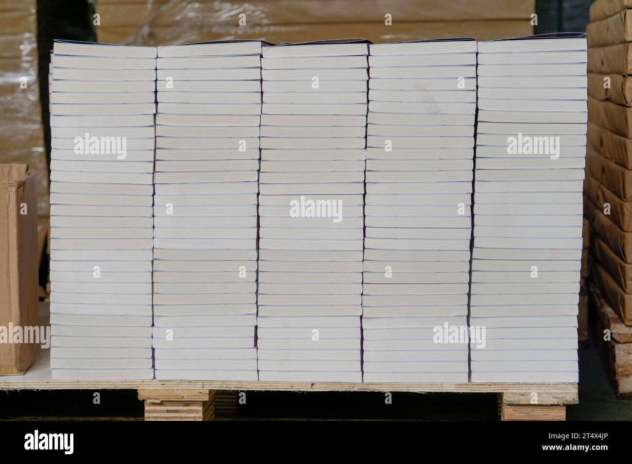 Stacks of books after going through printing production in the offset ...