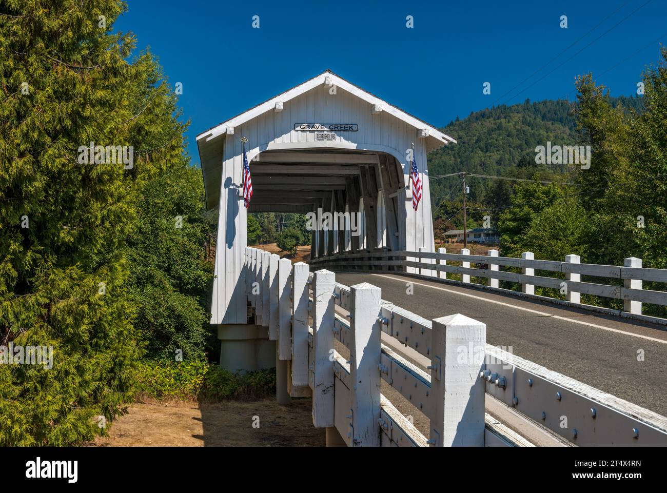 Grave Creek Bridge, a covered Howe truss bridge in community of Sunny ...