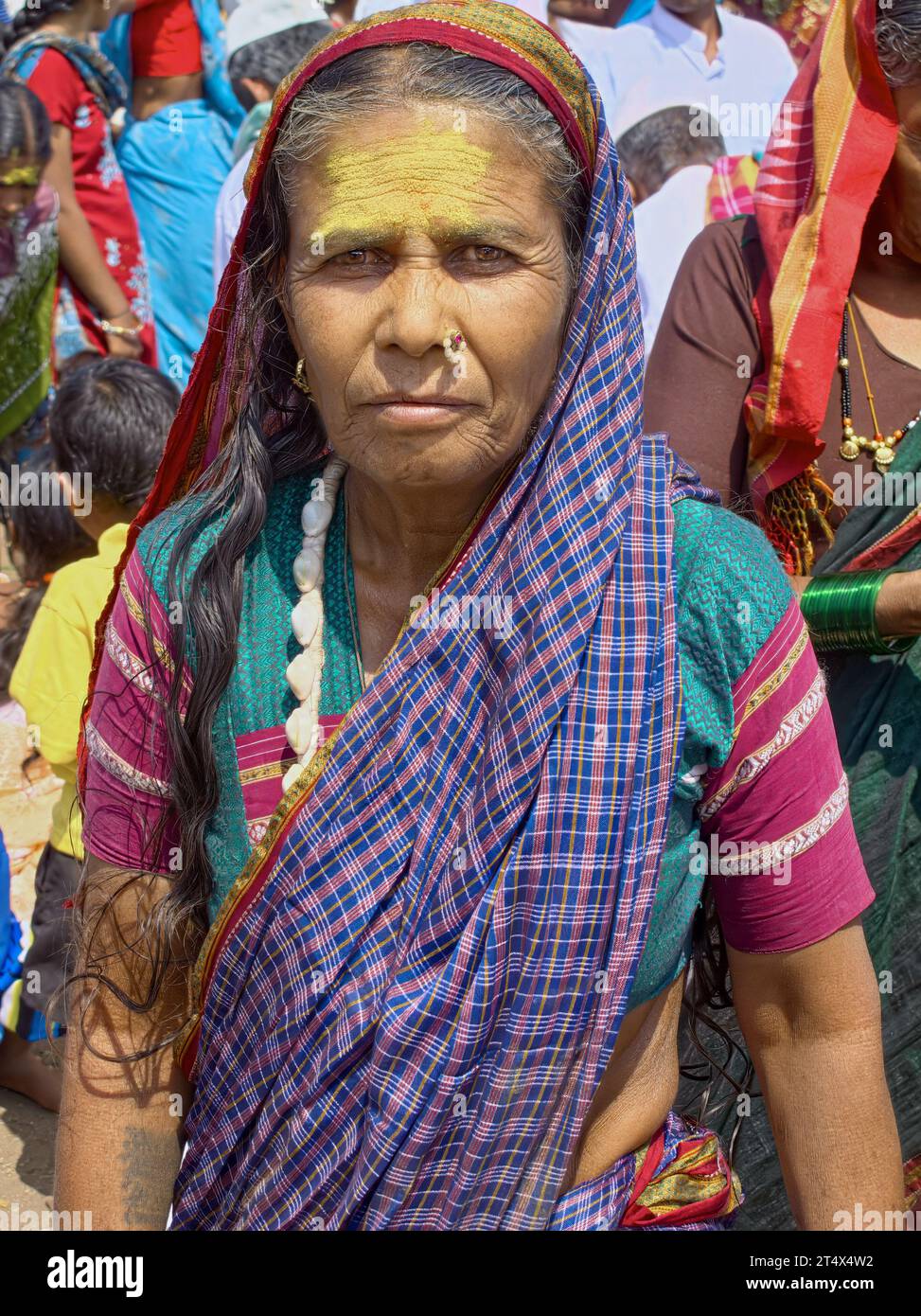 A woman at a festival to honor goddess Yellamma in Saundatti, Karnataka ...