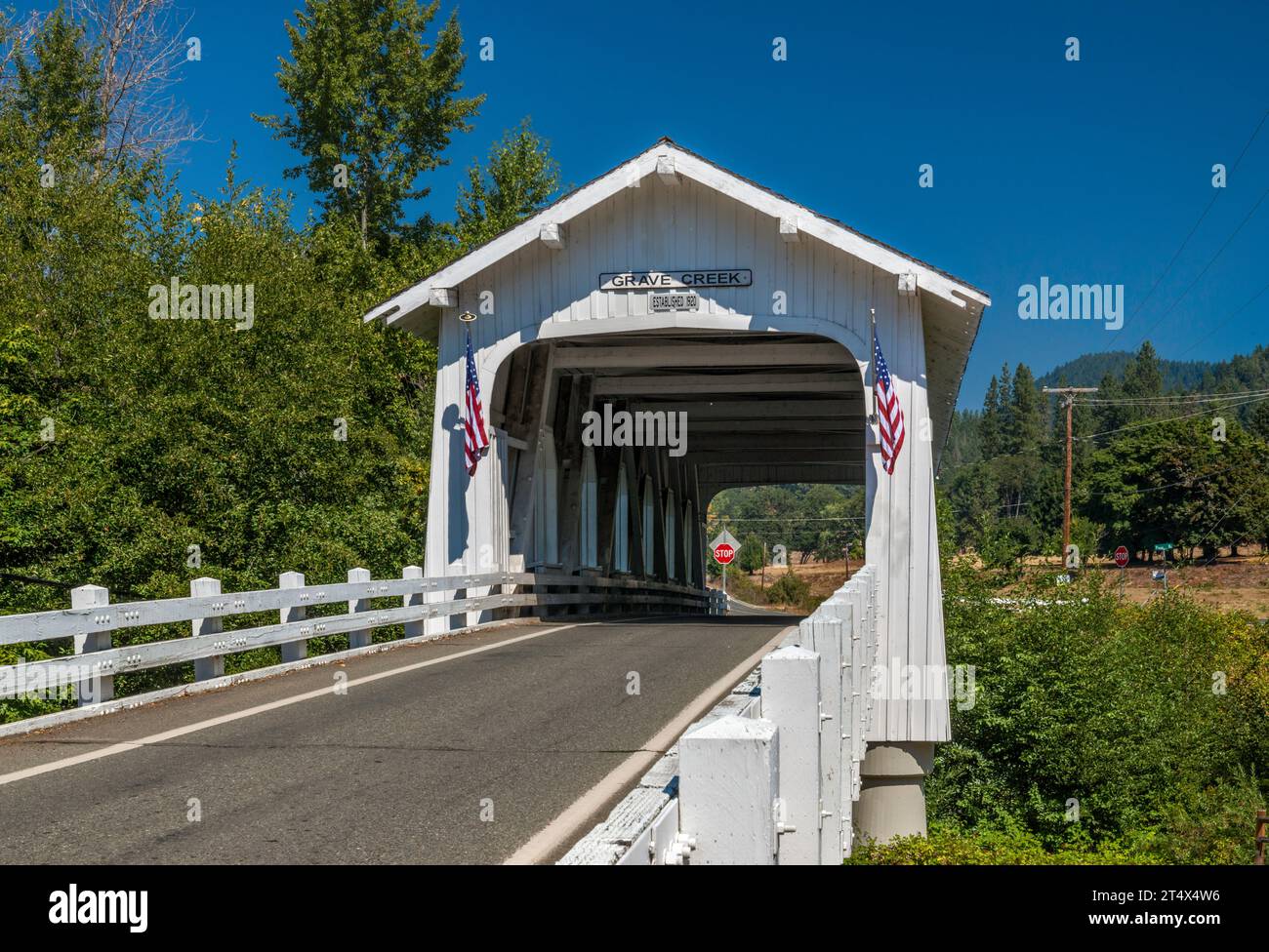 Grave Creek Bridge, a covered Howe truss bridge in community of Sunny ...