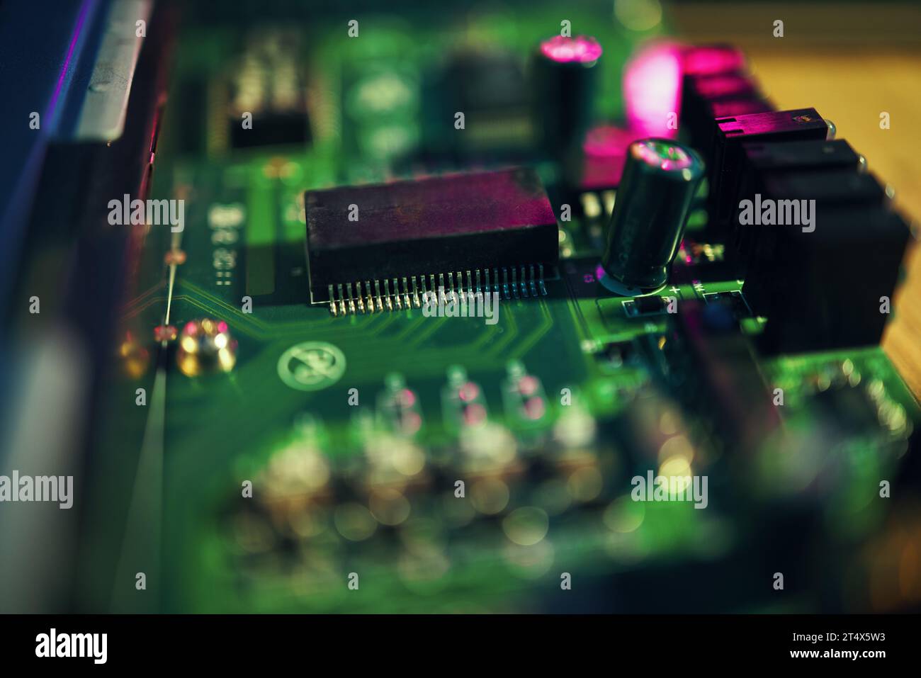 Computer motherboard, closeup and programming with microchip ...