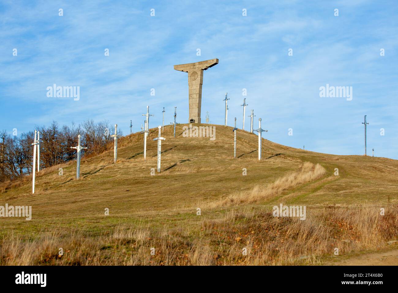 Famous Didgori battle monument with giant swards and sculptures ...