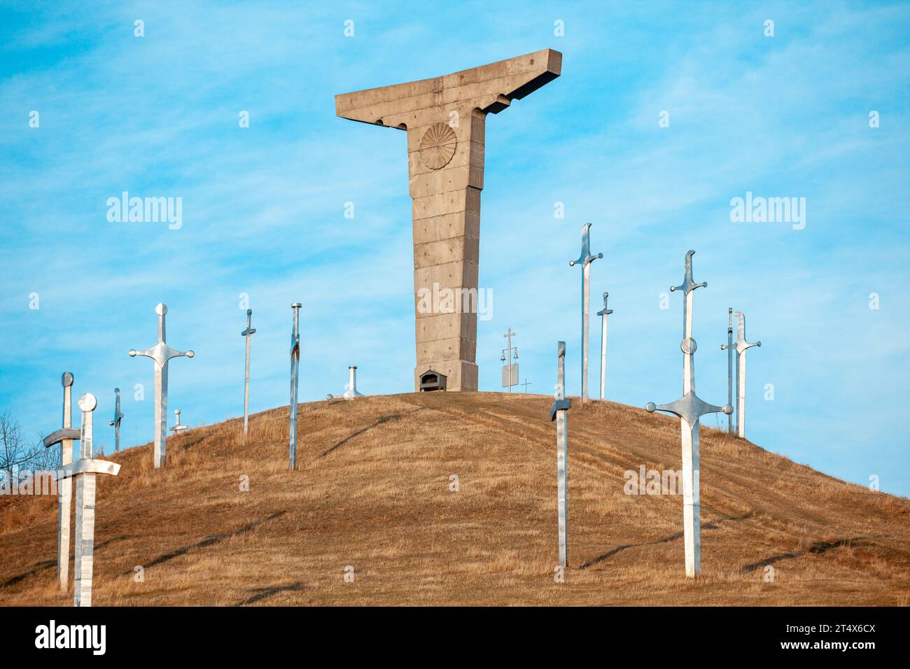 Famous Didgori battle monument with giant swards and sculptures ...