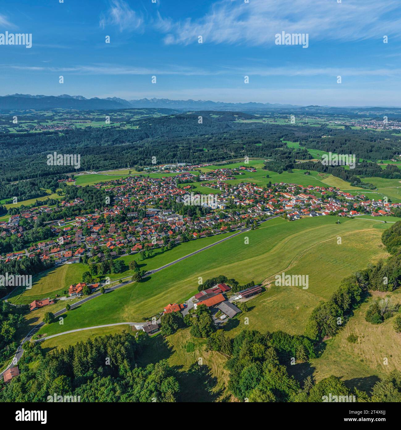 The region around Hohenpeissenberg in upper bavarian Pfaffenwinkel in ...