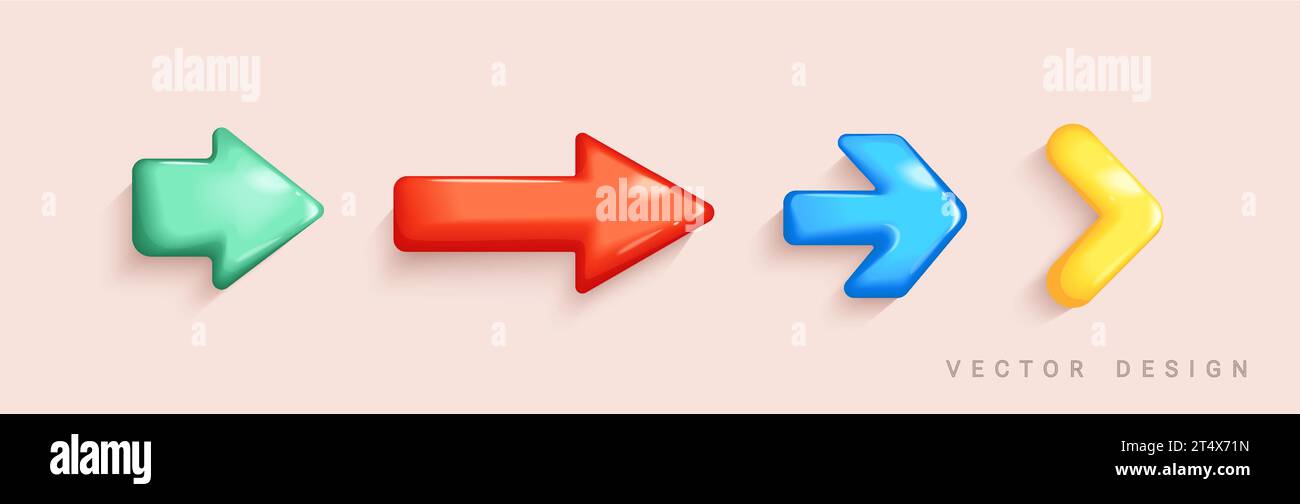 Set of arrows pointing right. 3d isolated icons Stock Vector Image ...