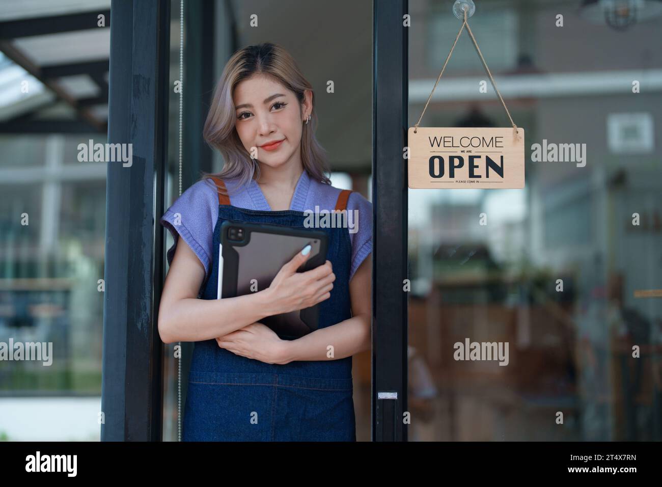 Startup successful small business owner sme beauty girl stand with ...