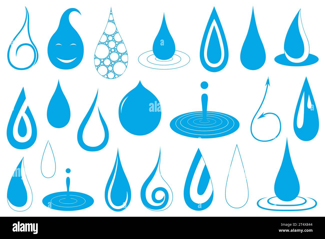 Set of different water drops isolated on white Stock Photo - Alamy