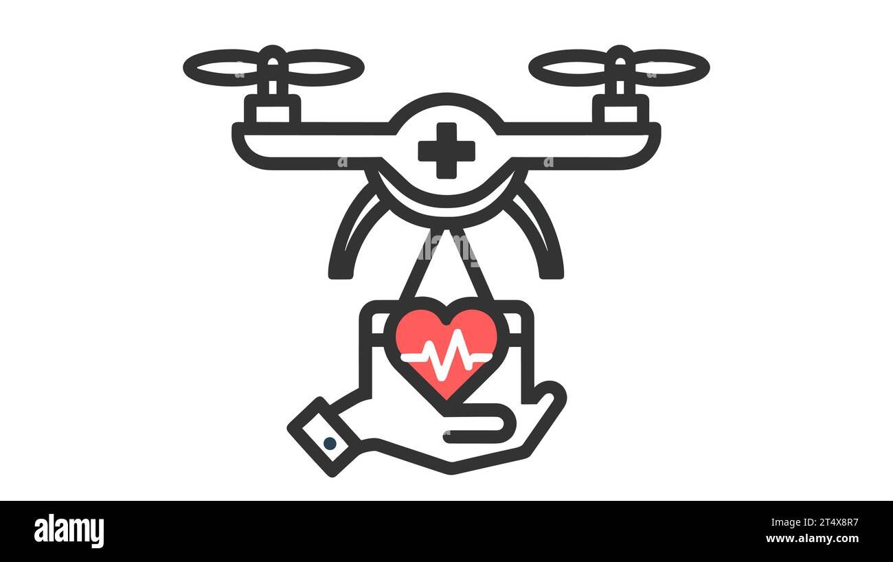 Medical drone and and health care icon. Medical illustration on white ...