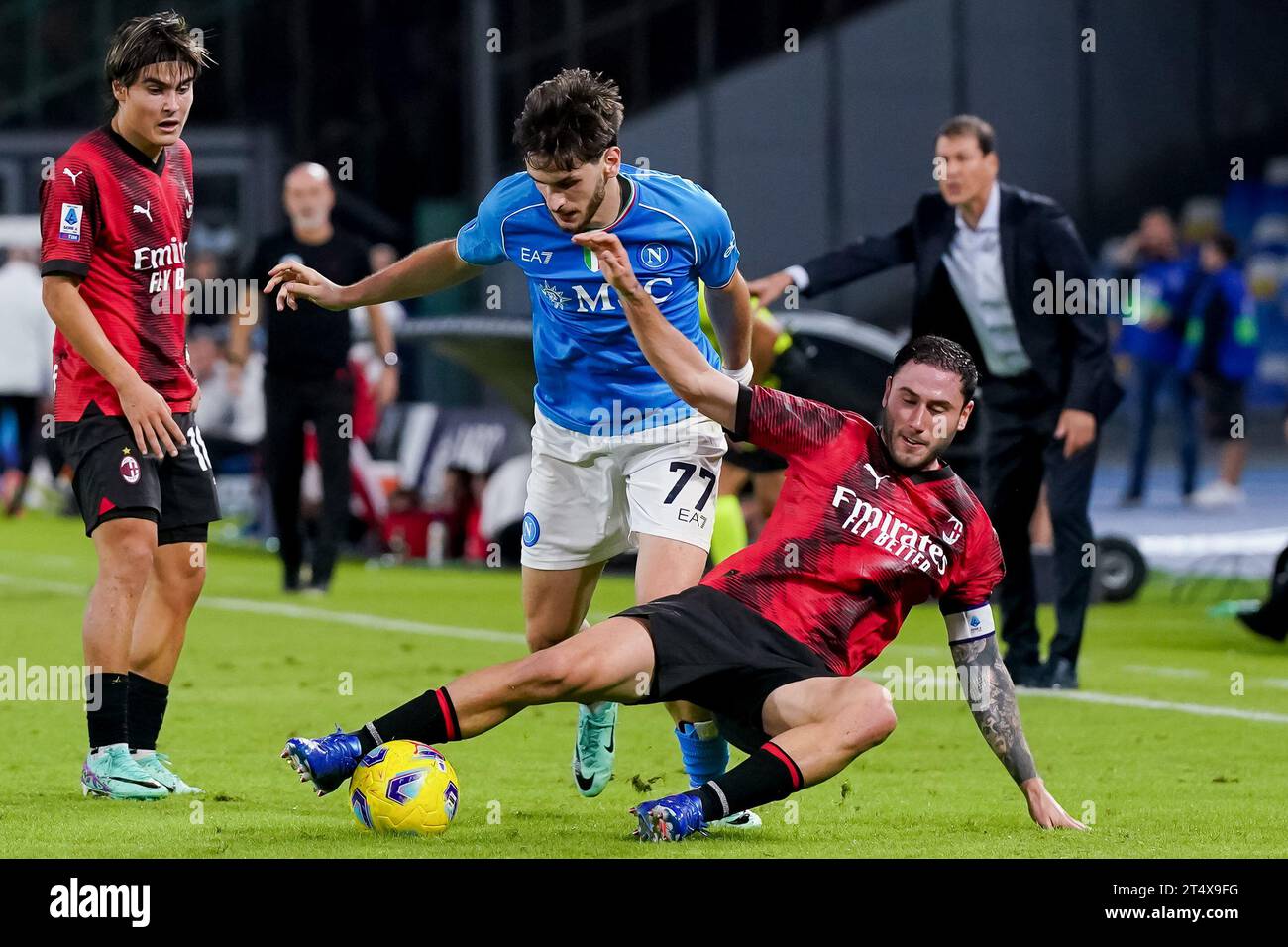Davide Calabria of AC Milan and Khvicha Kvaratskhelia of SSC Napoli ...