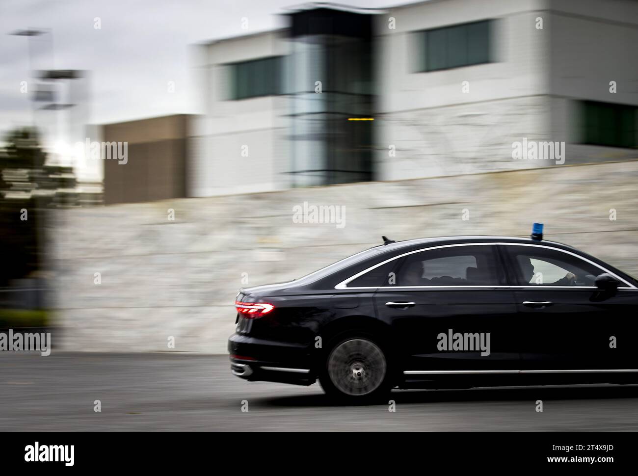 AMSTERDAM - A secured car arrives at the Amsterdam District Court. The ...