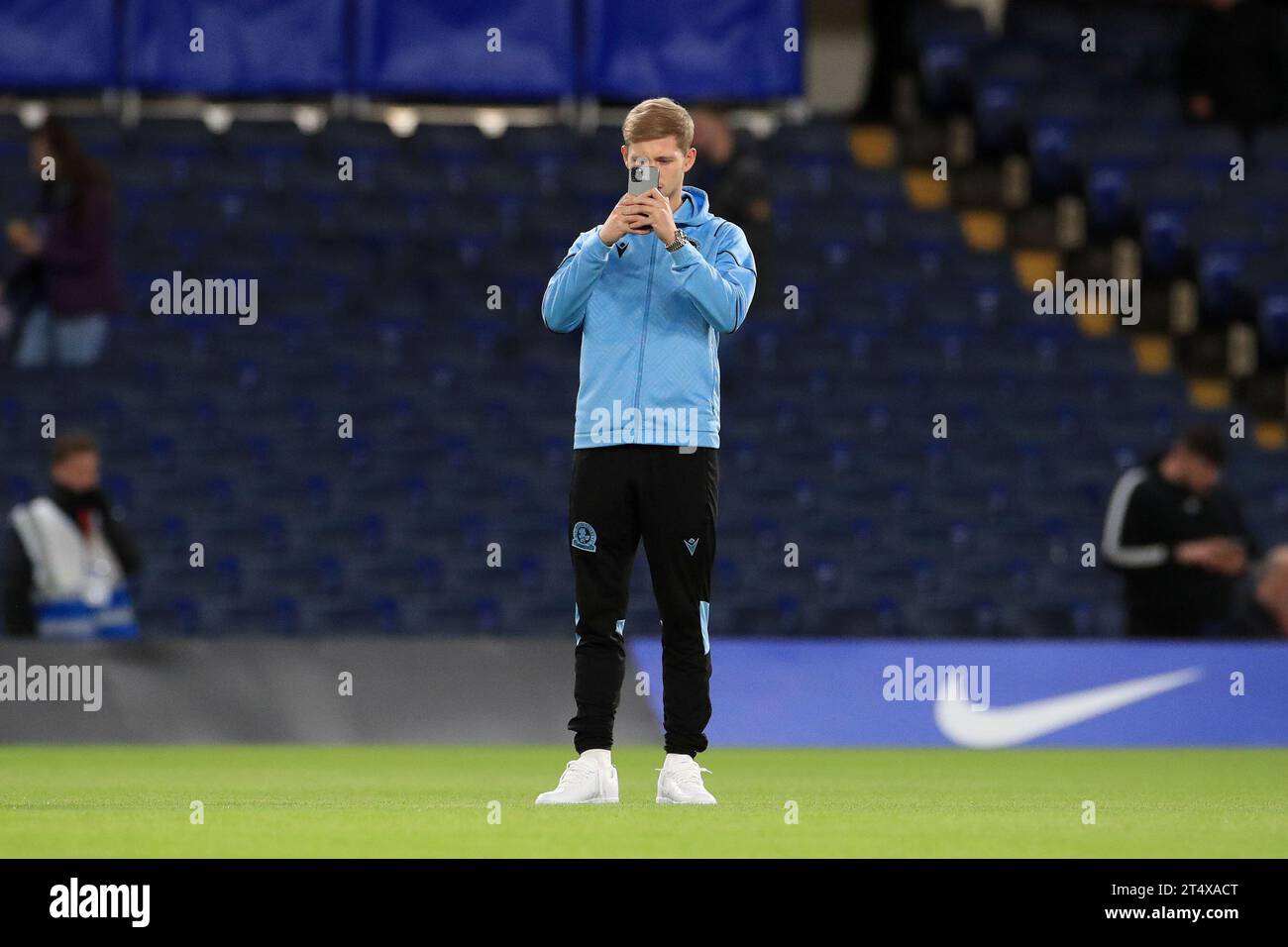 Jake Garrett of Blackburn Rovers taking in the surroundings during the ...