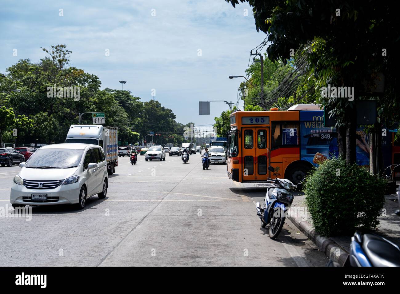 Thailand. 02nd Nov, 2023. A bus exits the BMTA (Bangkok Metropolitan ...