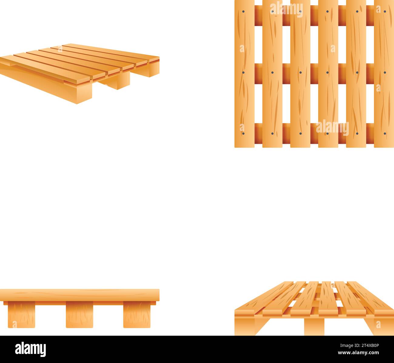 Wooden pallet icons set cartoon vector. Wood tray for cargo ...