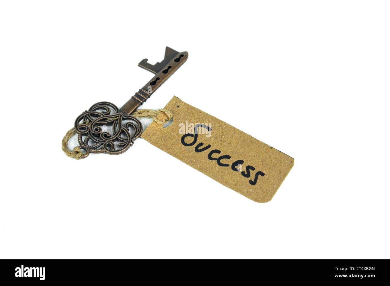 Key to Success concept - Old key with success tag isolated on white ...