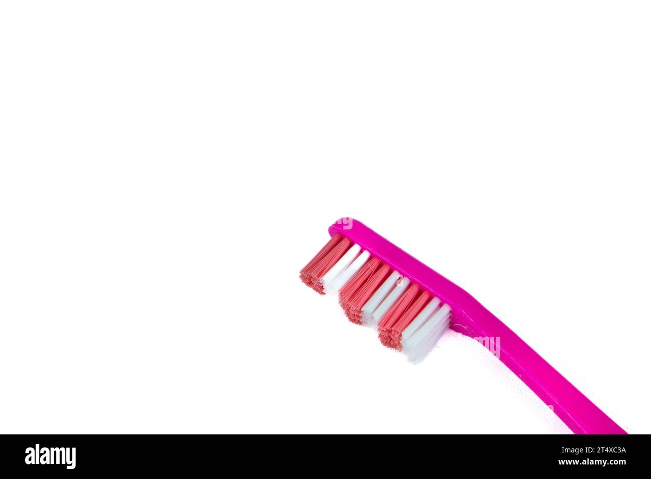 Pink toothbrush on white background Stock Photo - Alamy