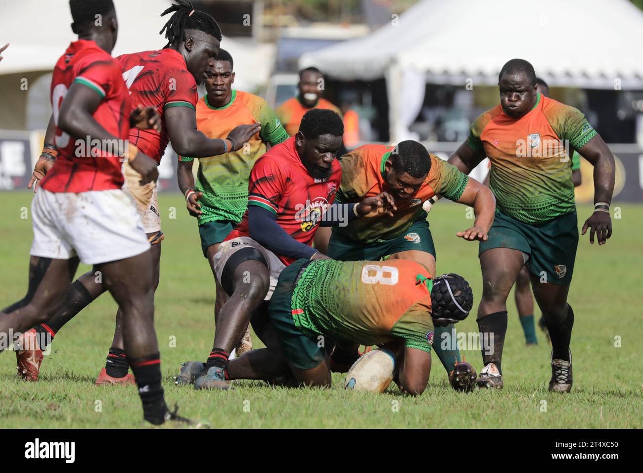 Kampala, Uganda. 1st Nov, 2023. Players of both sides compete during ...