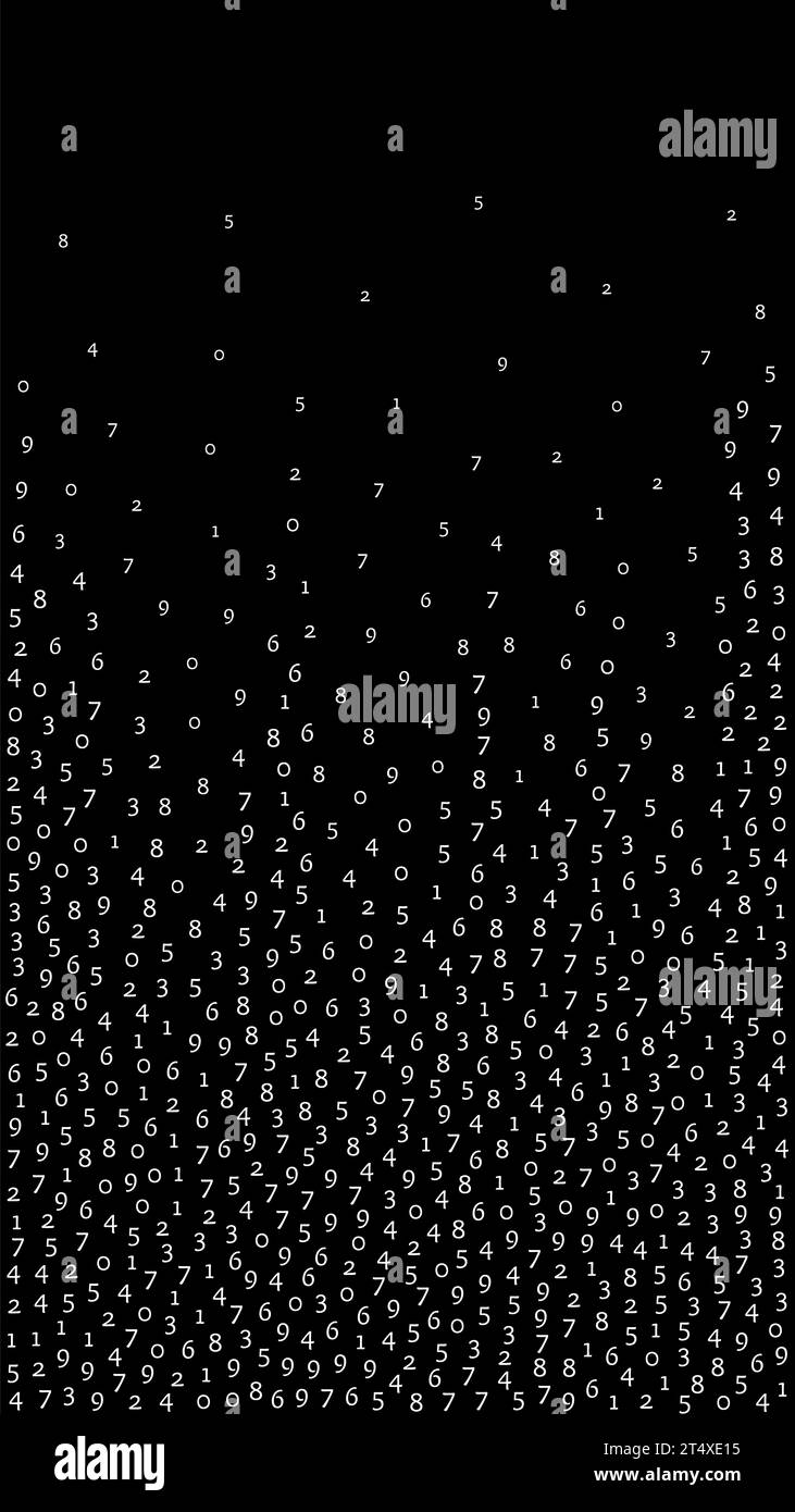 Falling numbers, big data concept. Binary white orderly flying digits ...