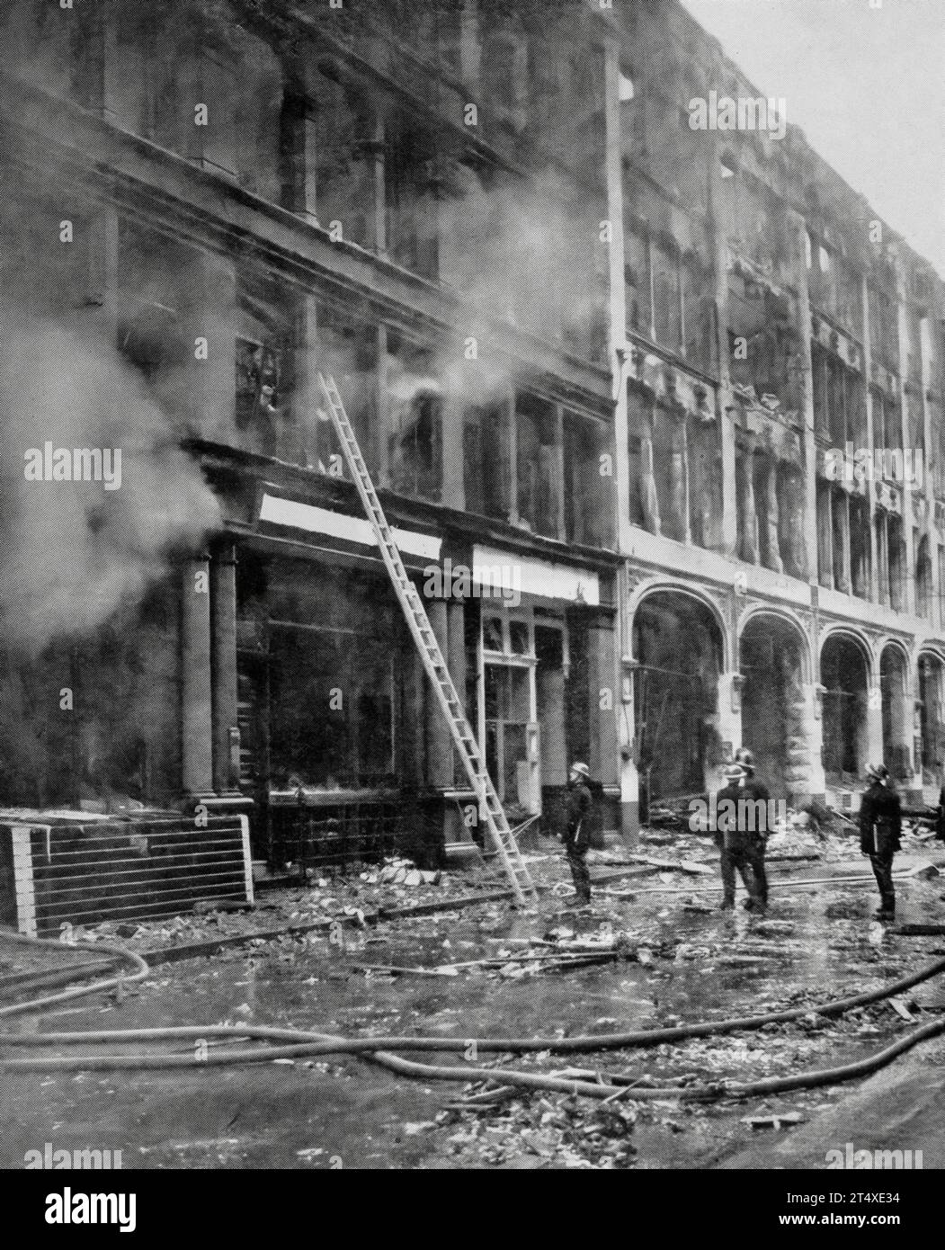 The aftermath of the first bombs dropped by the Luftwaffe on a large ...