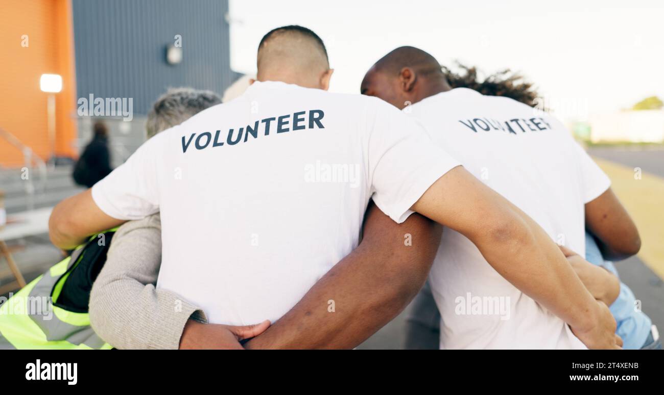 Recycle, charity and a volunteer group in a huddle together for ...
