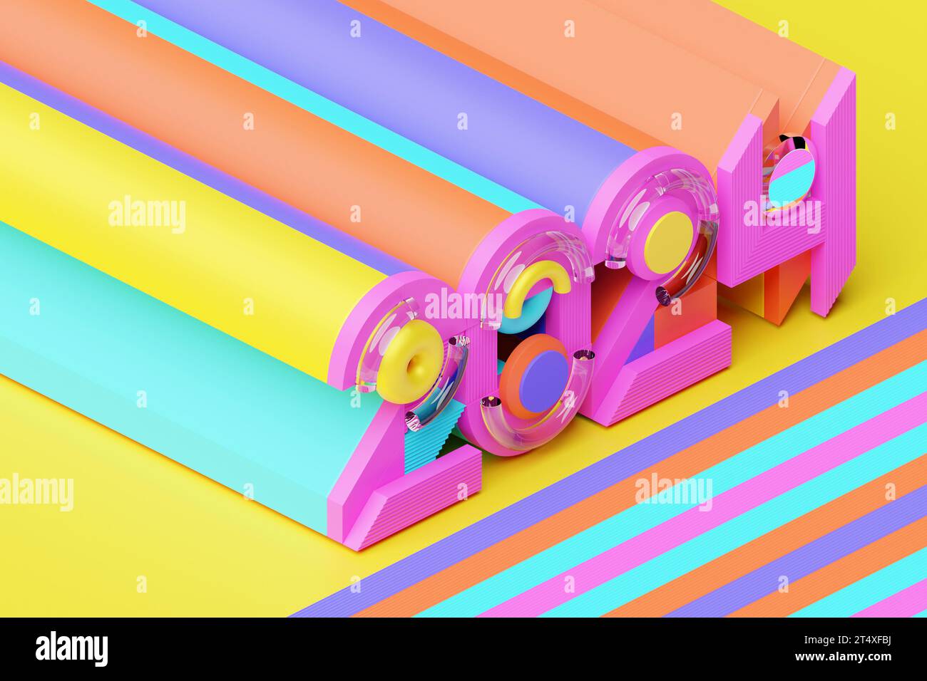 Calendar header number 2024 on colorful background. Happy new year 2024 ...