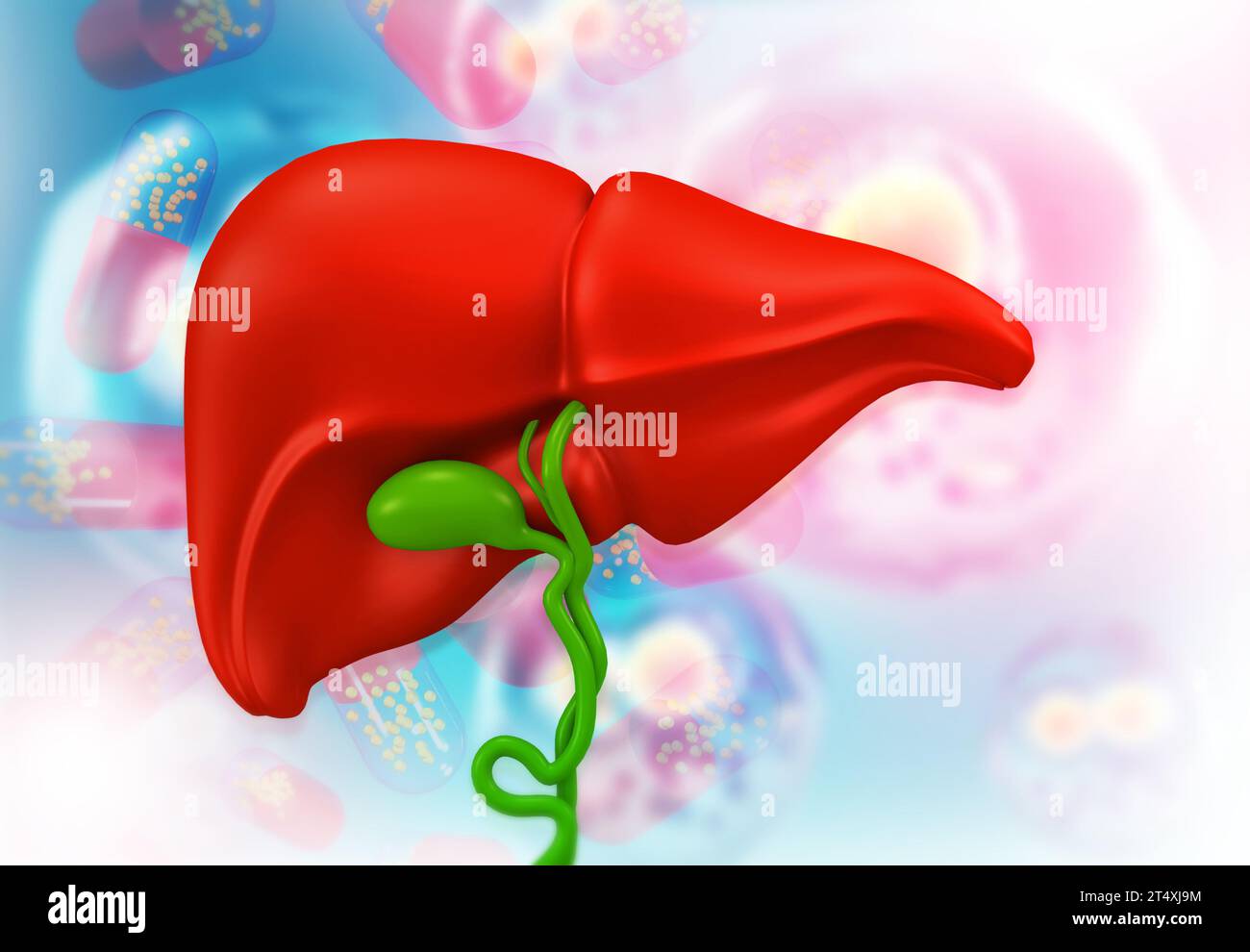 3d illustration of Abstract medical background with healthy liver Stock ...