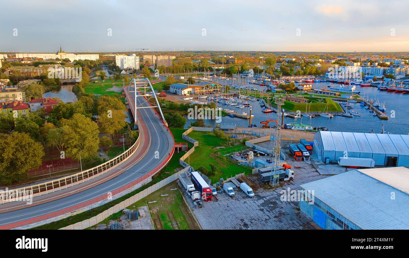 A breathtaking aerial drone photo of Kołobrzeg's marina in Poland ...