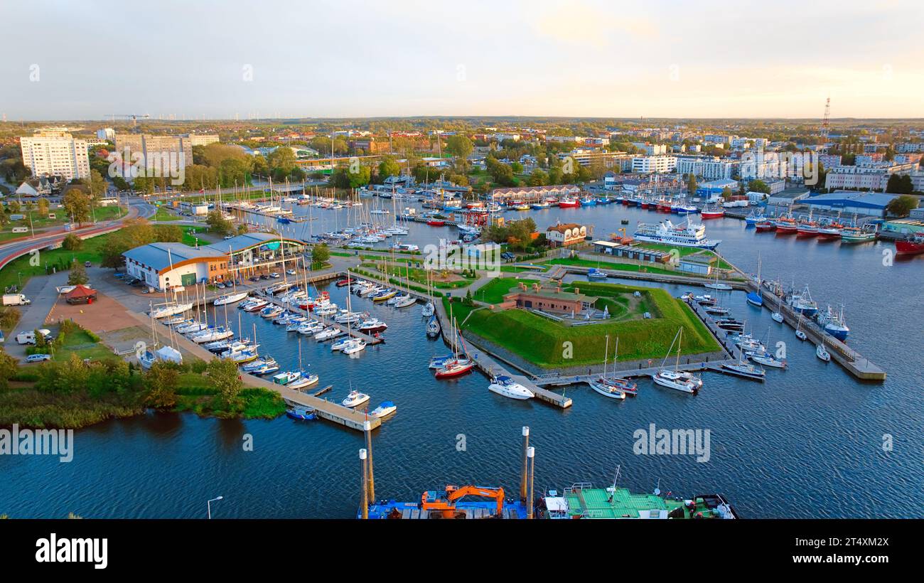 A breathtaking aerial drone photo of Kołobrzeg's marina in Poland ...