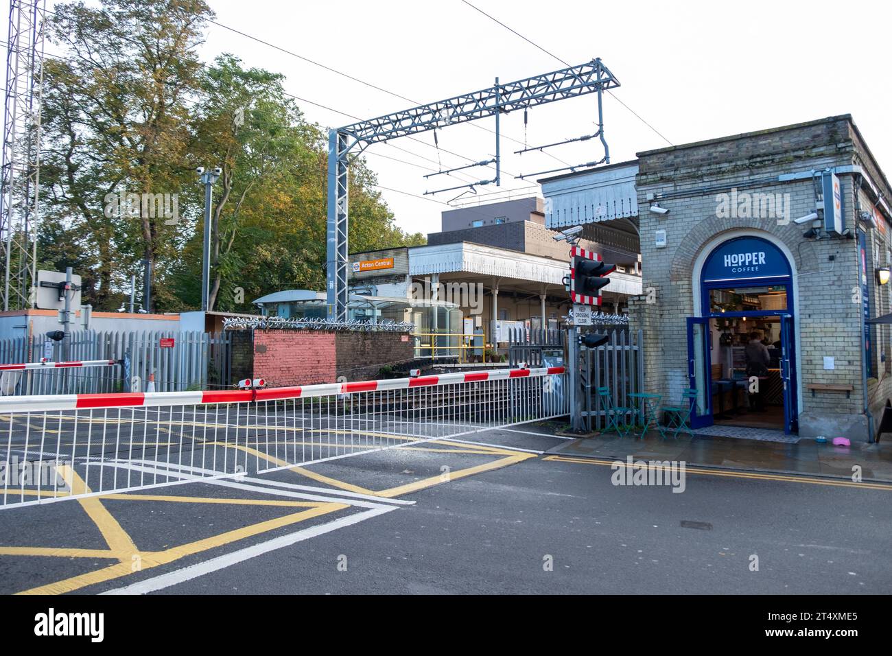 LONDON, OCTOBER 30, 2023: Acton Central railway station and road ...
