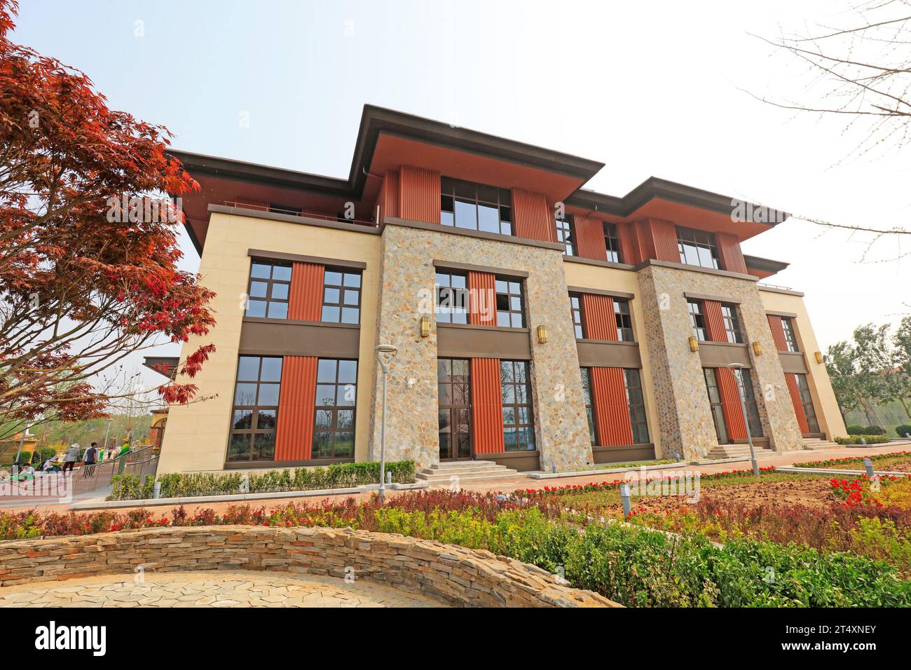 Garden architecture Scenery, South Lake Park, Tangshan, China Stock ...