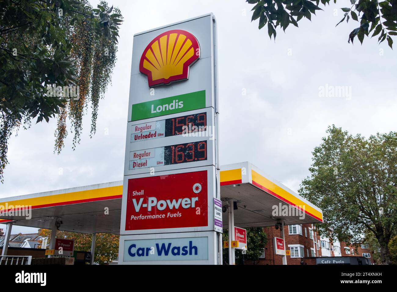 LONDON, OCTOBER 31, 2023: Shell service station logo. British ...