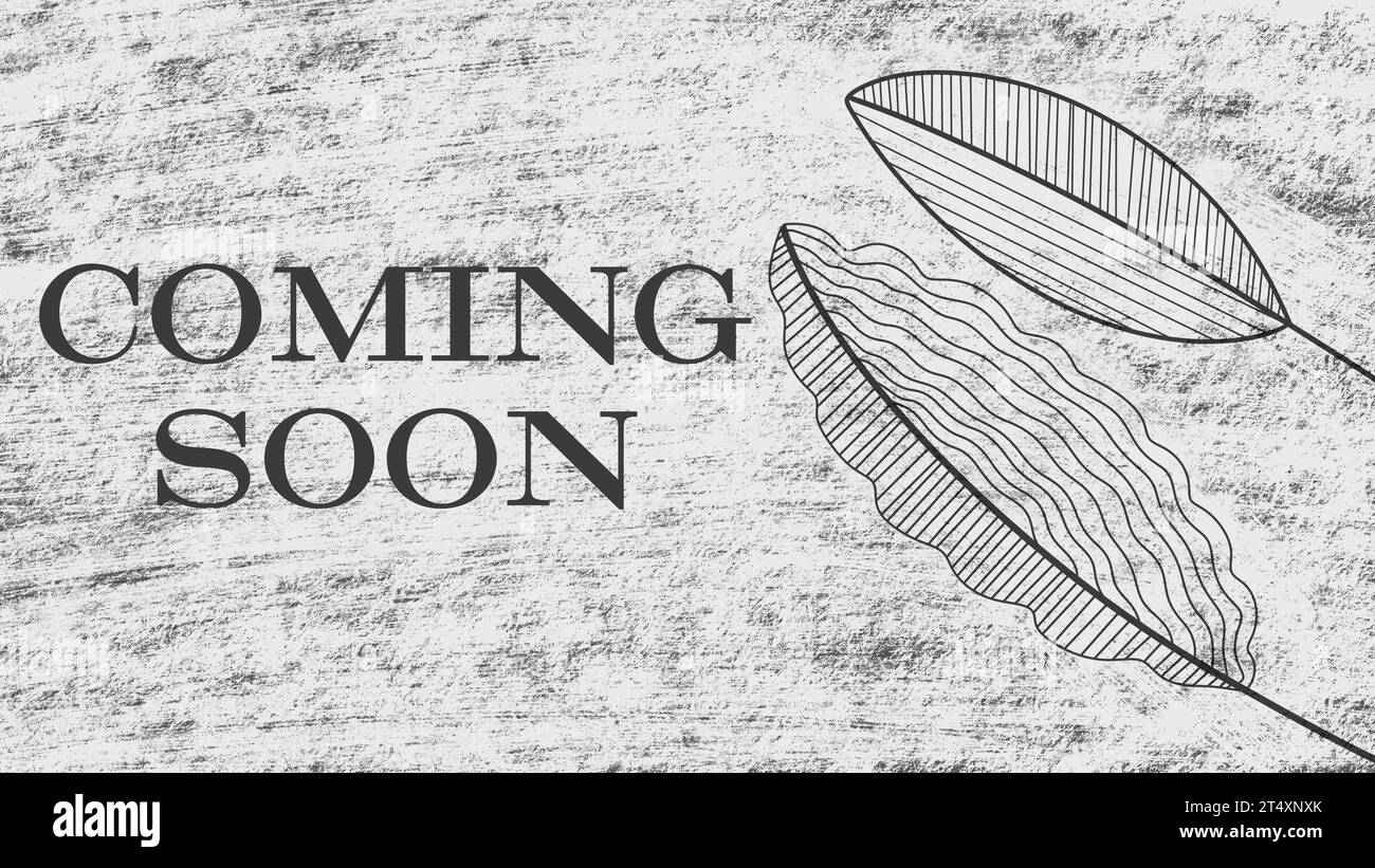 Coming Soon Old Vintage Scratches Leaves Black White Text Stock Photo ...