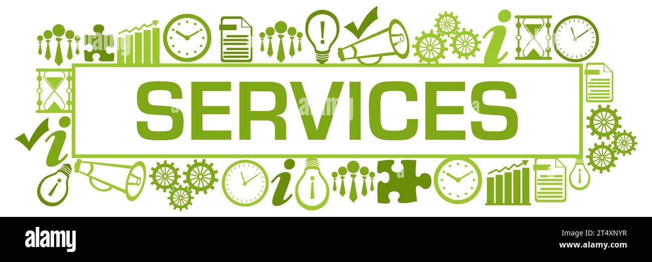 Services Business Symbols Surrounded Box Green Stock Photo - Alamy