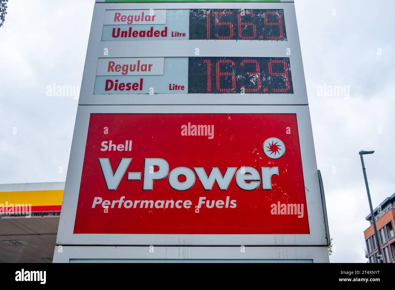 LONDON, OCTOBER 31, 2023: Shell service station logo. British ...