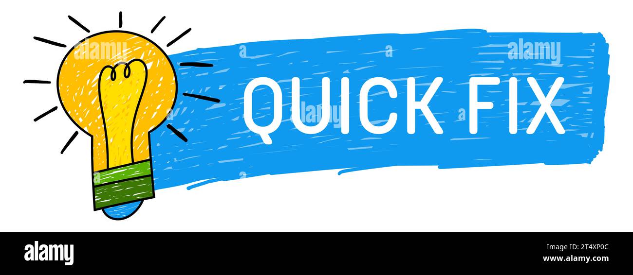 Quick Fix Bulb Sketch Colorful Blue Lines Texture Effect Text Stock ...