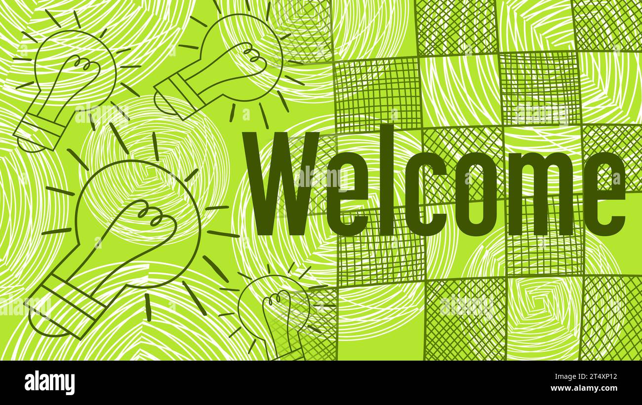 Welcome Green Bulb Sketch Texture Check Text Stock Photo - Alamy