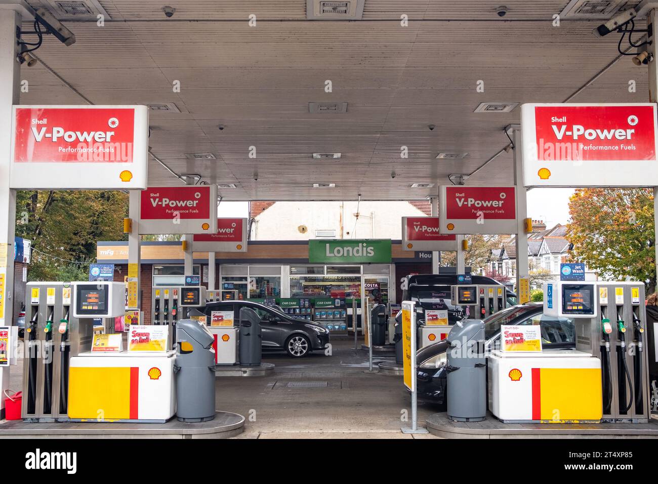 LONDON, OCTOBER 31, 2023: Shell service station logo. British ...
