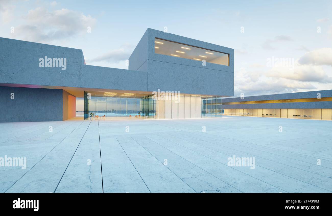Modern glass wall commercial buildings exterior. Realistic 3d rendering ...