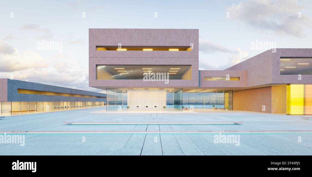 Modern glass wall commercial buildings exterior. Realistic 3d rendering ...