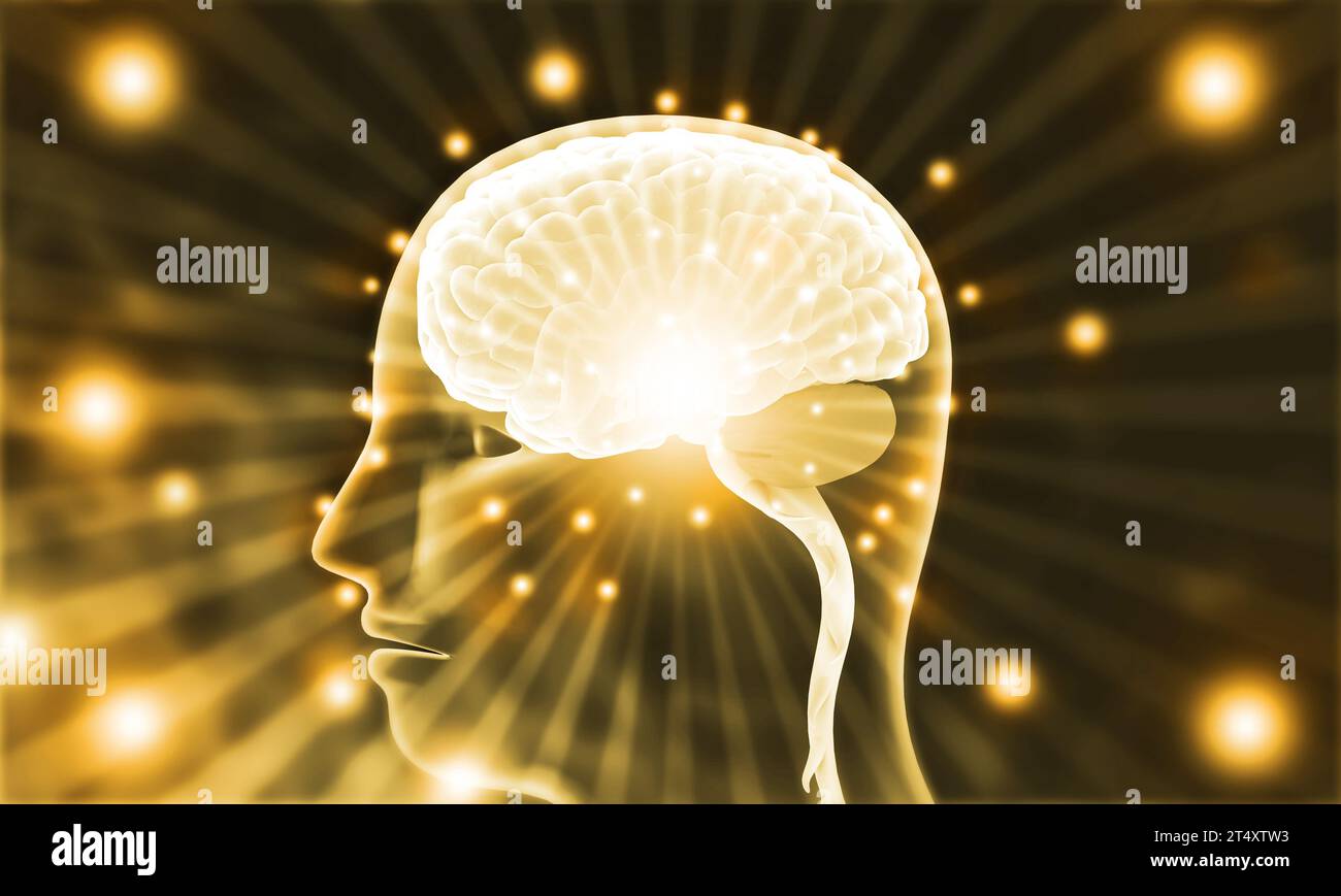Active human brain on digial background. 3d illustration Stock Photo ...