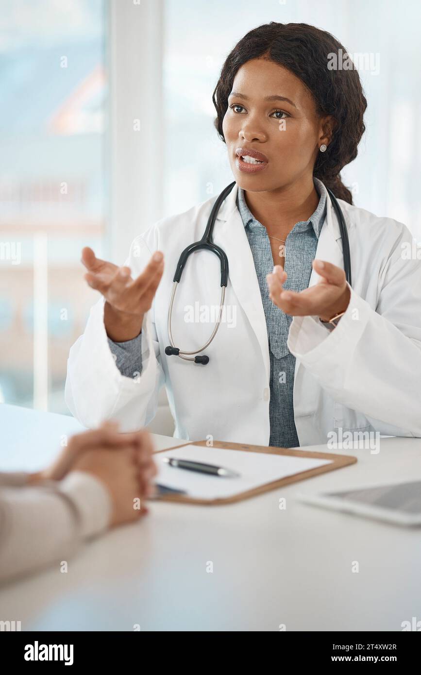 Doctor consulting, explaining diagnosis and medical checkup with ...