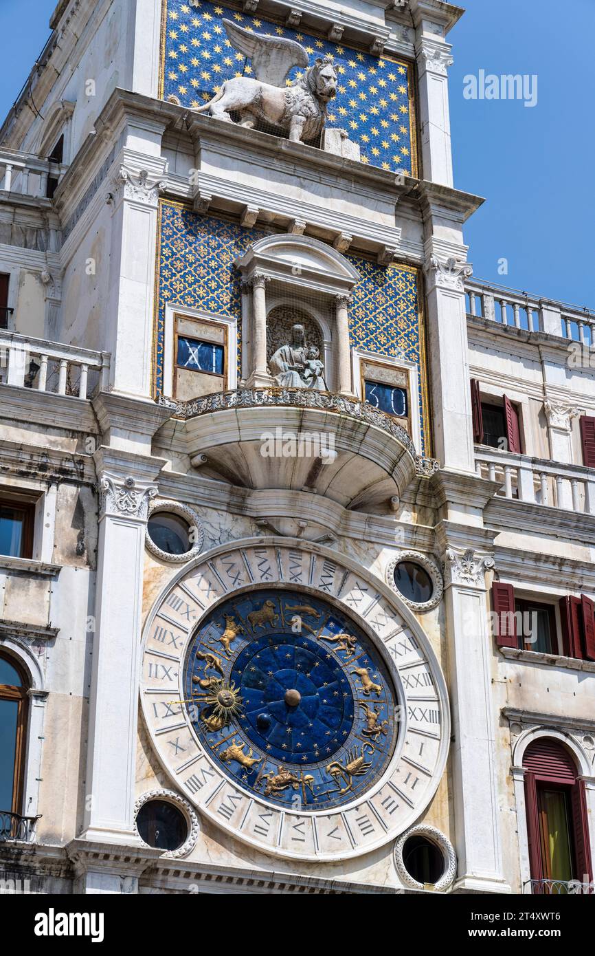 Detail of the Clock Tower, Torre dell'Orologio, on the north side of ...