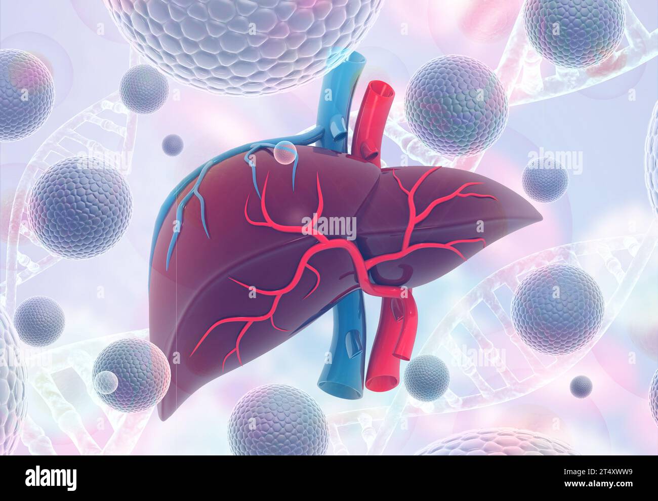 Virus Infection of Human Liver. science background. 3d illustration ...