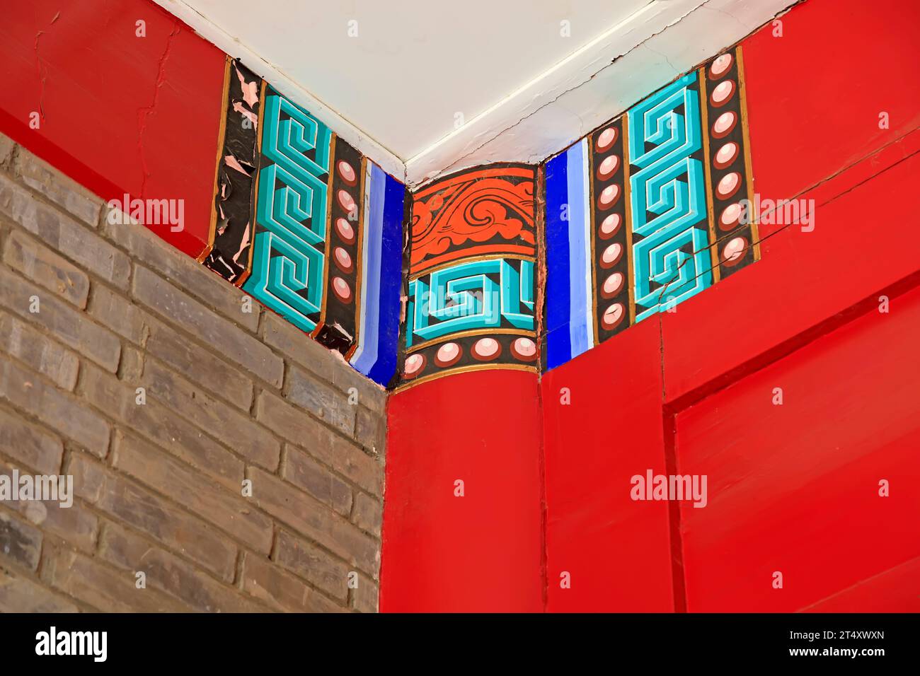 painted brick building structure, traditional Chinese style Stock Photo ...