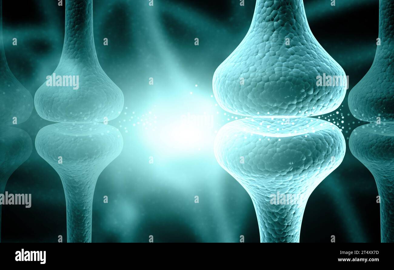Neuron cells sending electrical chemical signals. 3d illustration Stock ...