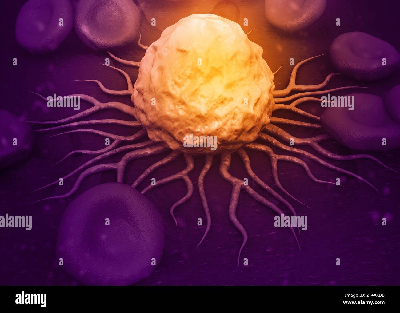 Cancer cells on medical science background. 3d illustration Stock Photo ...